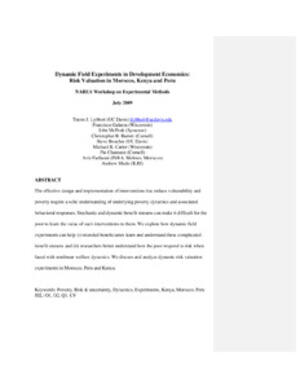 Dynamic field experiments in development economics: Risk valuation in ...