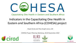 Indicators in the Capacitating One Health in Eastern and Southern Africa (COHESA) project