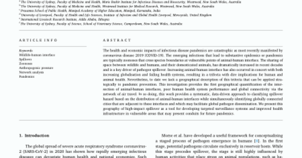 Whence the next pandemic? The intersecting global geography of the ...