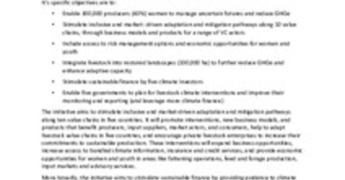 Short introduction to a proposed One CGIAR initiative on 'ActioNs for ...