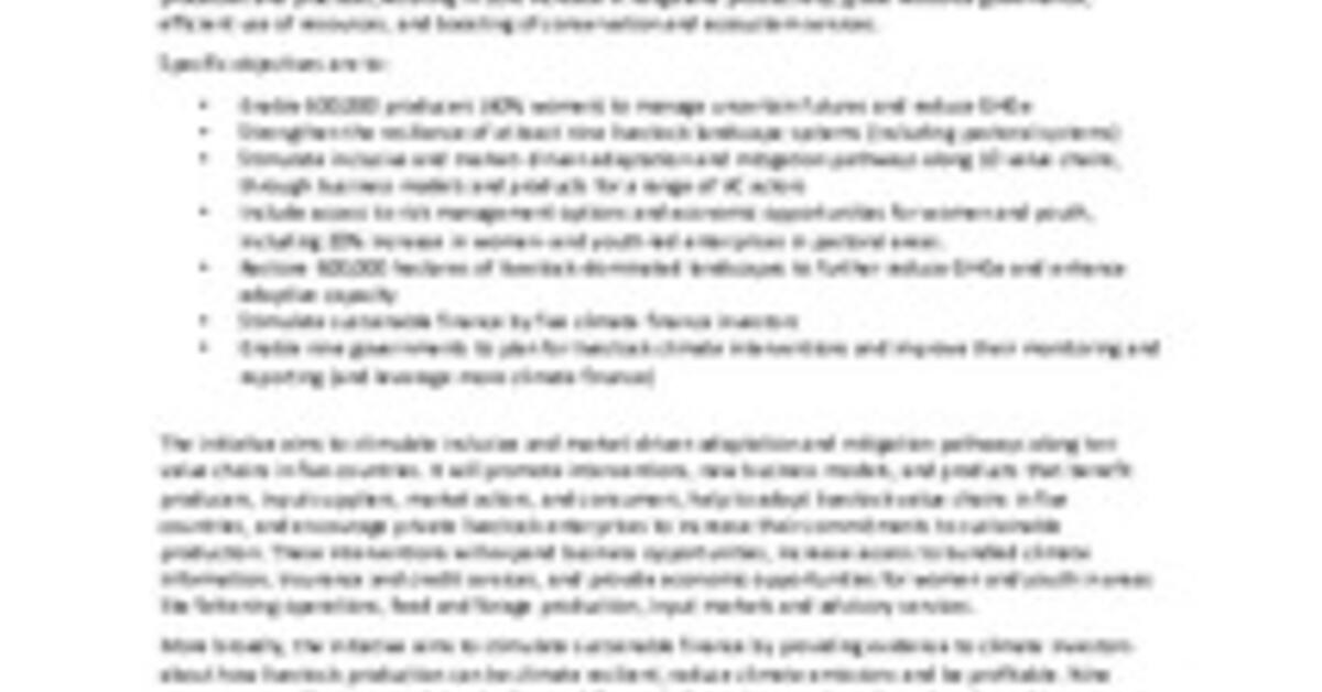 Short introduction to a proposed One CGIAR initiative on 'Livestock ...