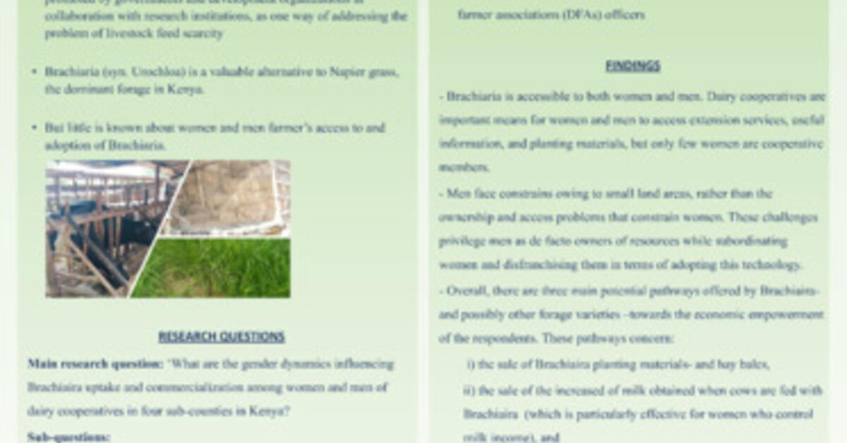 Gender relations in adoption of Brachiaria fodder grass in Muhoroni ...