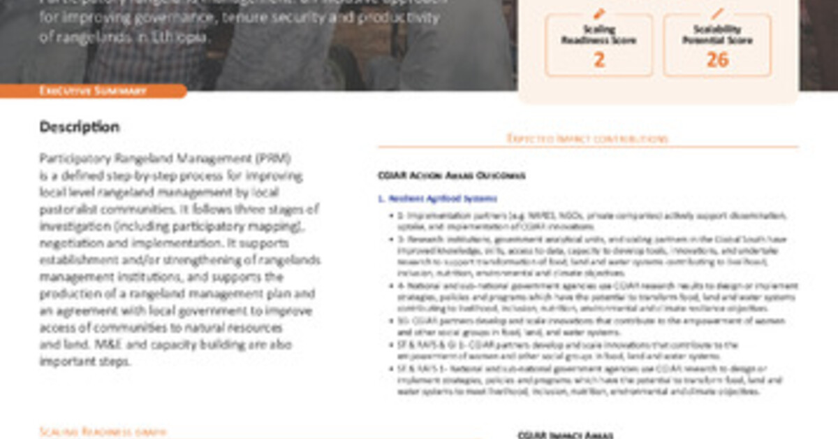 Participatory rangeland management: IPSR Innovation Package and Scaling ...