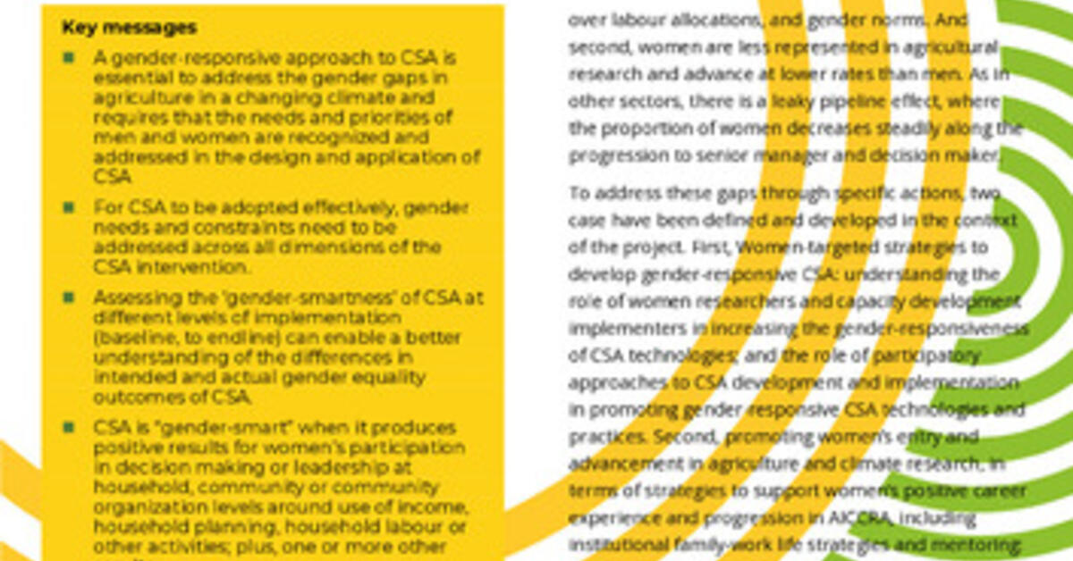 Gender-smart agriculture: What, Why and How