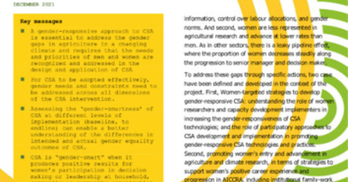 Gender-smart agriculture: What, Why and How