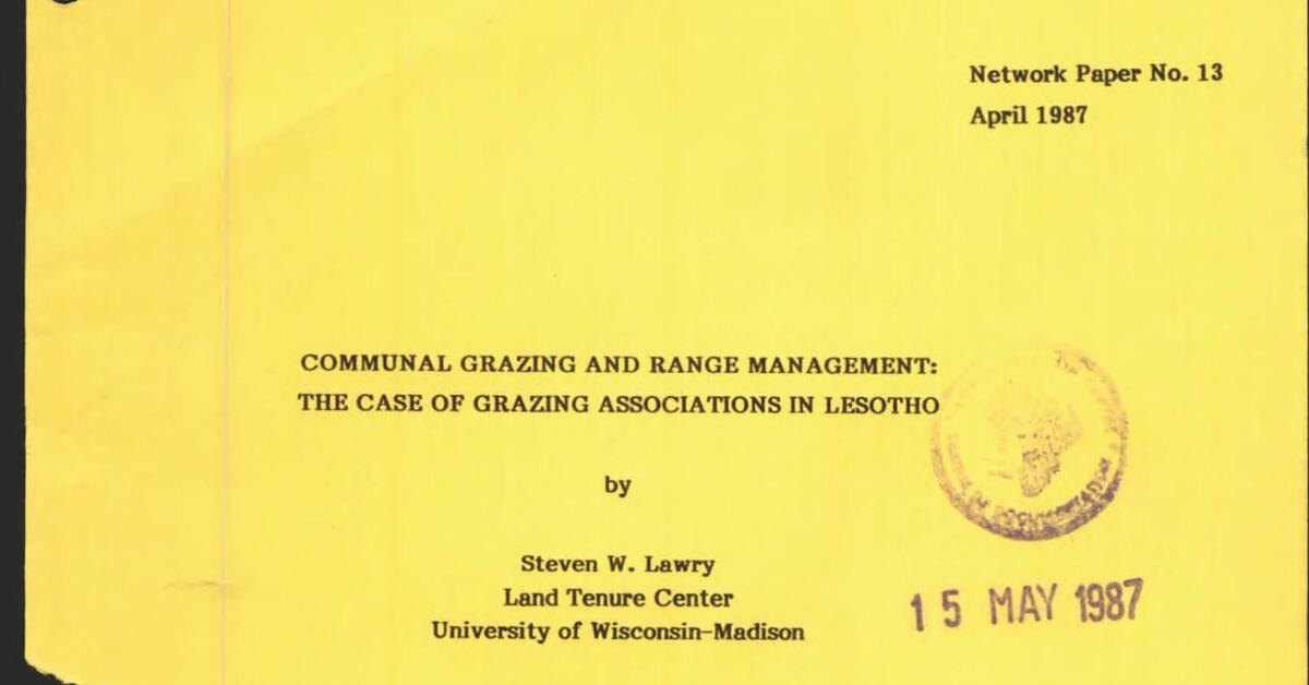 Communal grazing and range management: The case of grazing associations ...