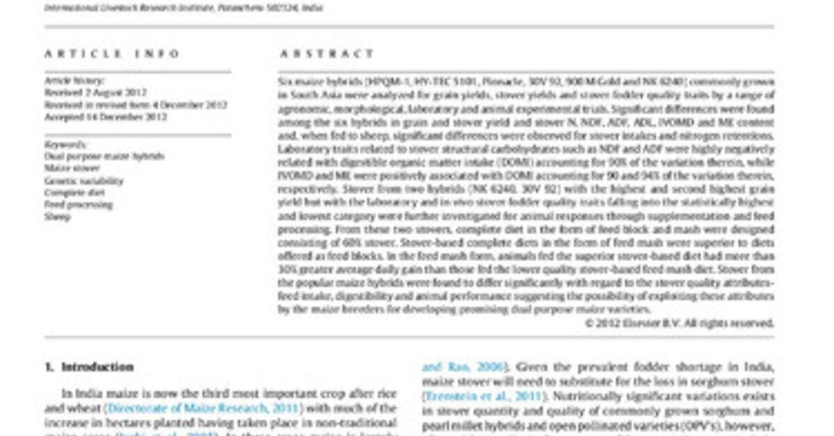 Identification of a superior dual purpose maize hybrid among widely ...