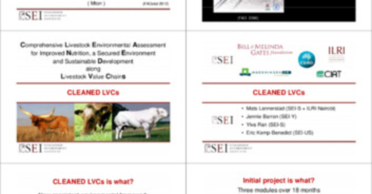 Comprehensive Livestock Environmental Assessment for Improved Nutrition ...