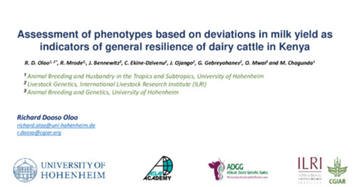 Assessment of phenotypes based on deviations in milk yield as indicators of general resilience ...