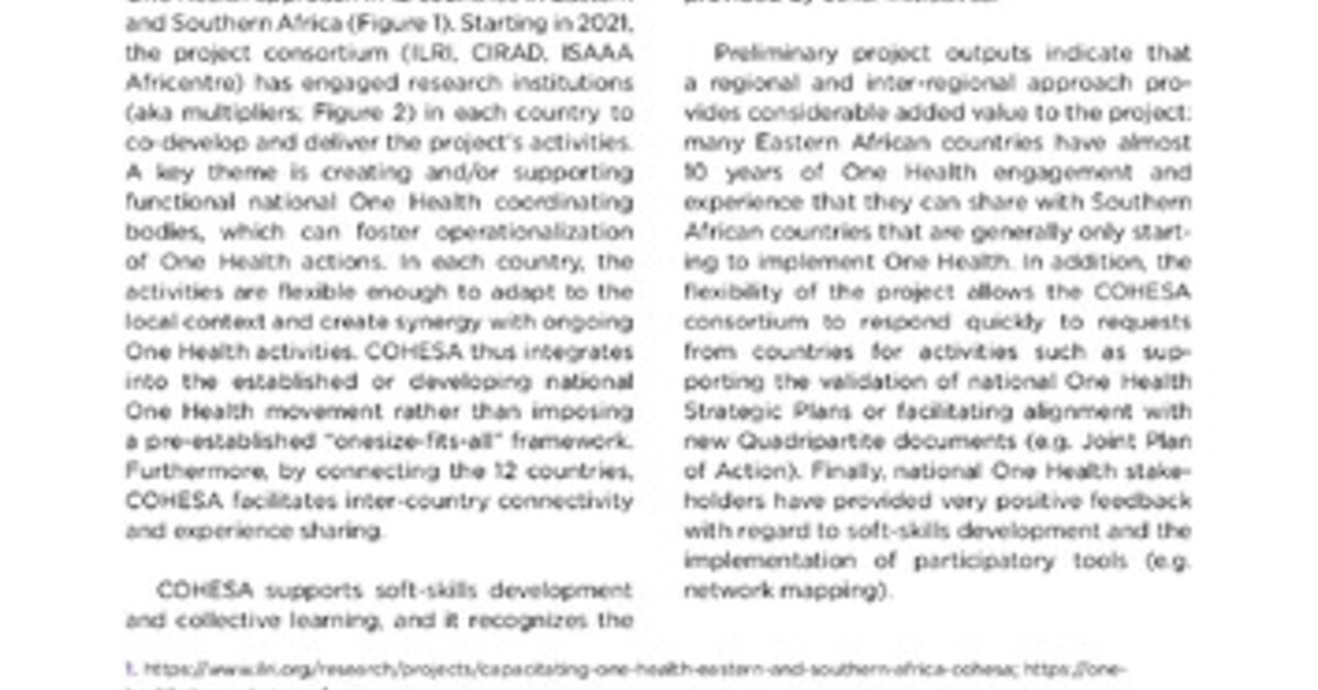 Capacitating One Health in Eastern and Southern Africa (COHESA)