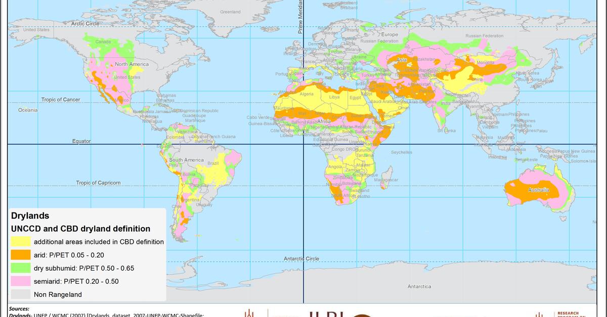 Global drylands with country boundaries