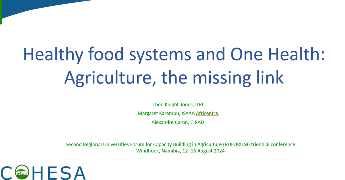 Healthy food systems and One Health: Agriculture, the missing link