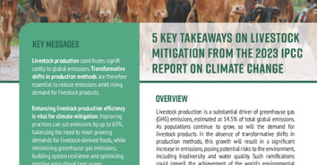 Five key takeaways on livestock mitigation from the 2023 IPCC report on ...