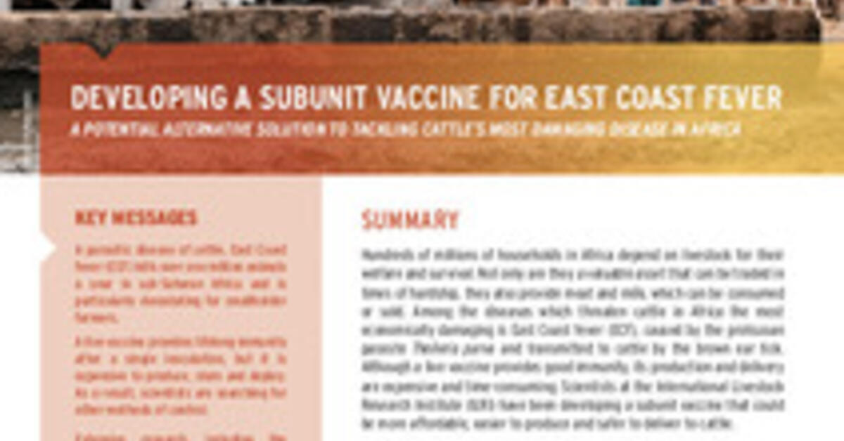 Developing a subunit vaccine for East Coast fever: A potential ...
