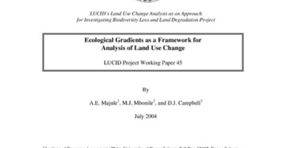Ecological gradients as a framework for analysis of land use change