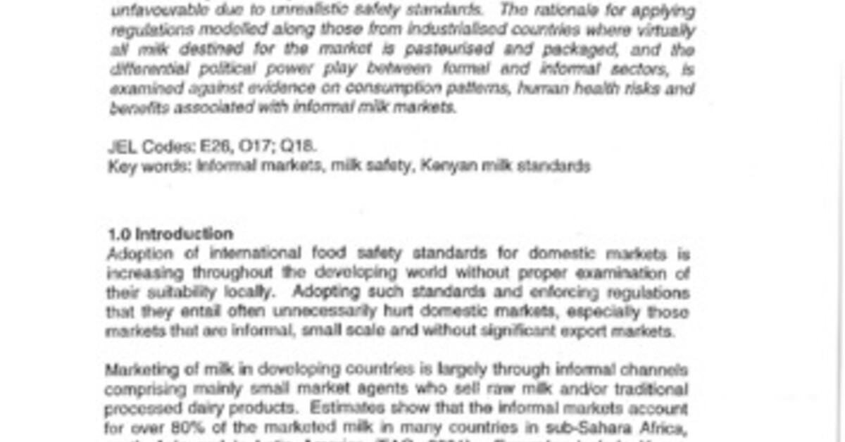 Overcoming barriers to informal milk trade in Kenya