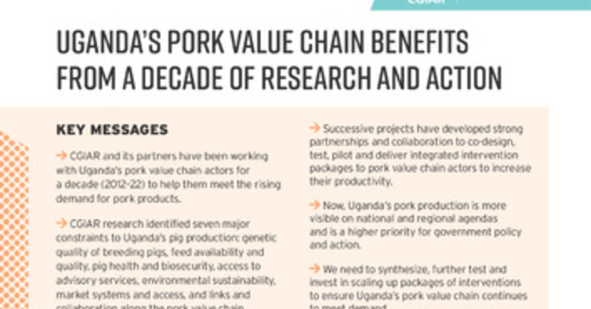 Uganda’s pork value chain benefits from a decade of research and action