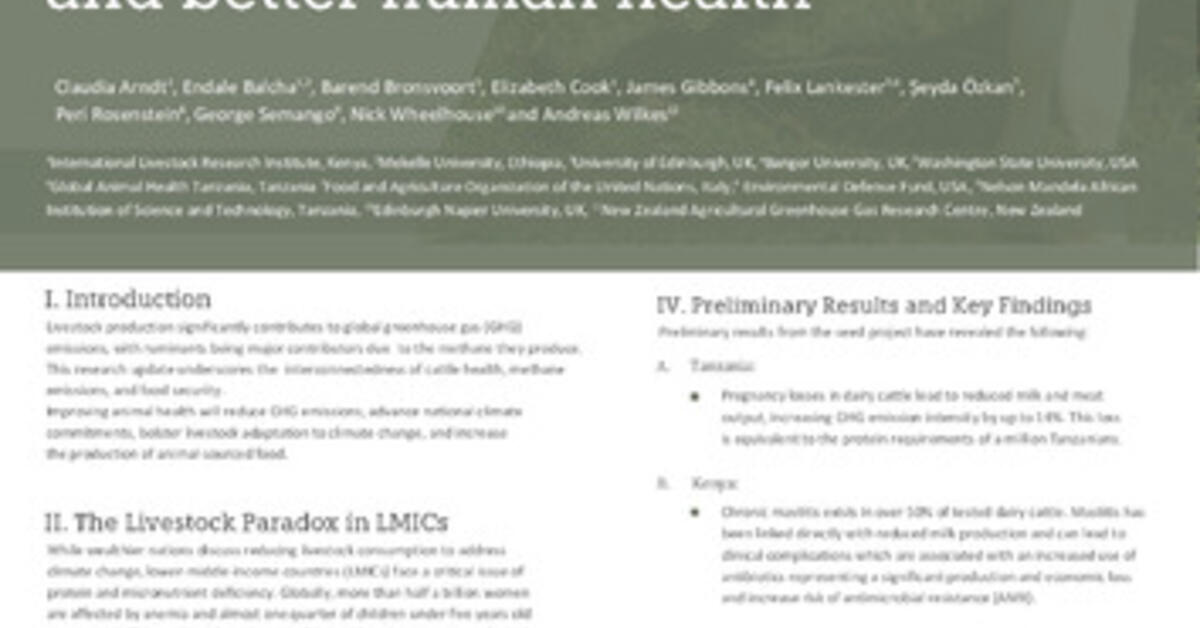 Improving animal health: A key to sustainable livestock production and ...