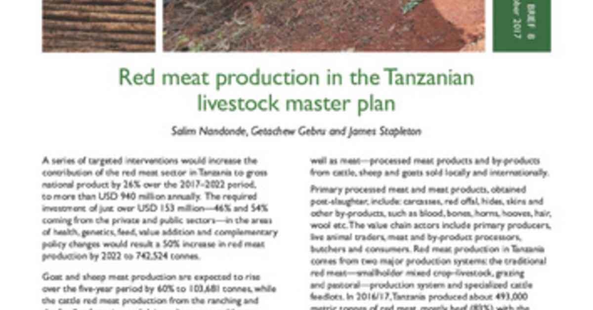 Red meat production in the Tanzanian livestock master plan