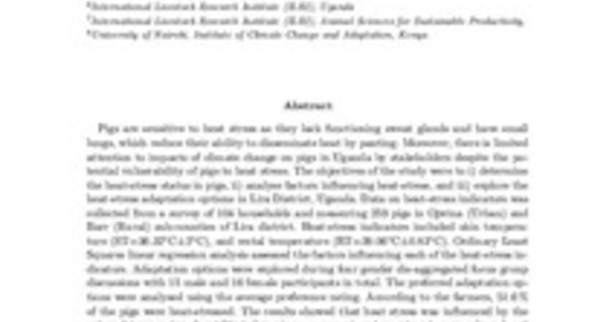 Pig Production in Uganda - Adapting to Climate Change