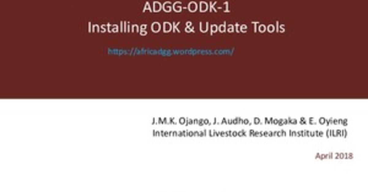 ADGG-ODK-1 Installing ODK and update tools