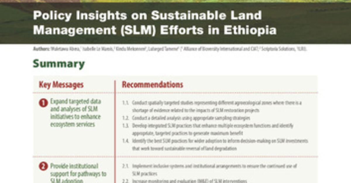 Policy insights on Sustainable Land Management (SLM) efforts in Ethiopia