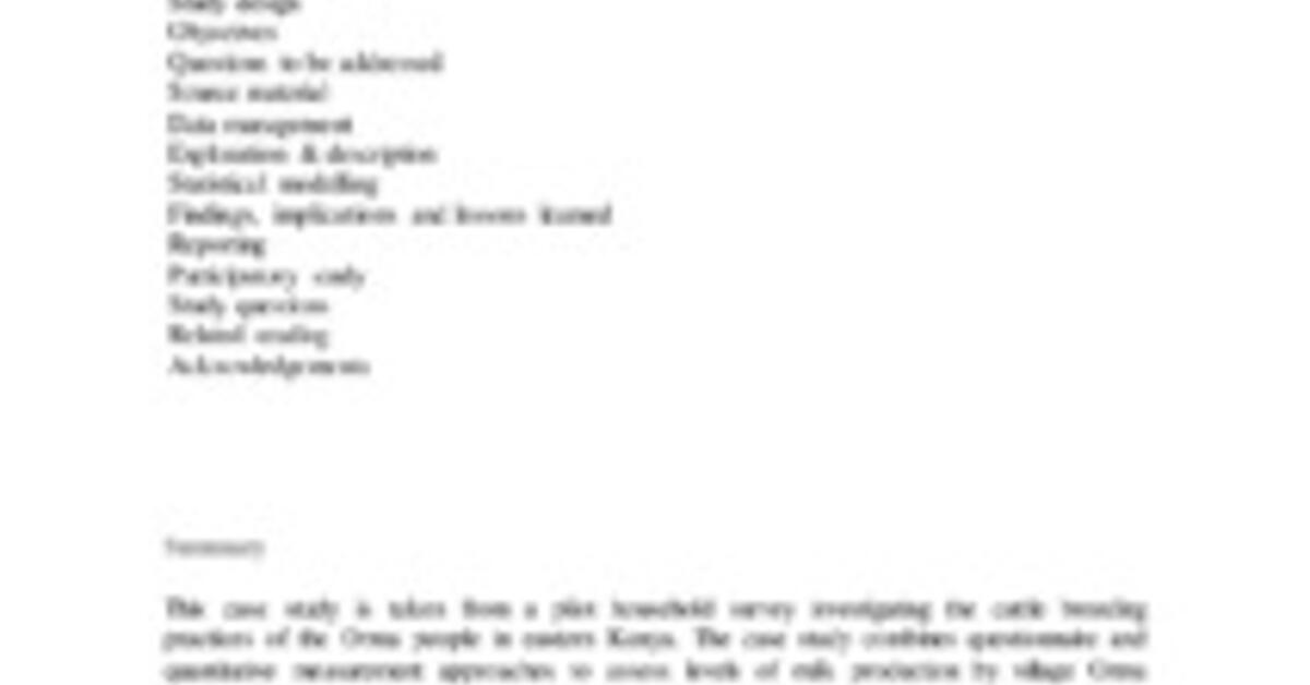 A survey of cattle keeping practices of the Orma tribe in eastern Kenya ...