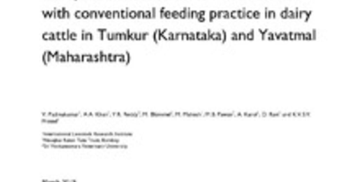 Comparison of feed based intensification with conventional feeding ...