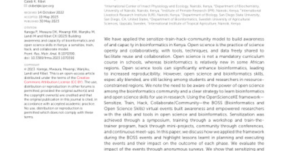 Building awareness and capacity of bioinformatics and open science skills in Kenya: A sensitize ...