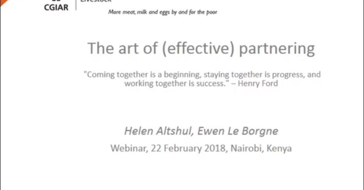 The art of effective partnering