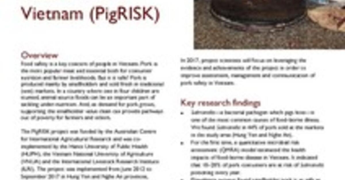 Reducing disease risks and improving food safety in smallholder pig ...