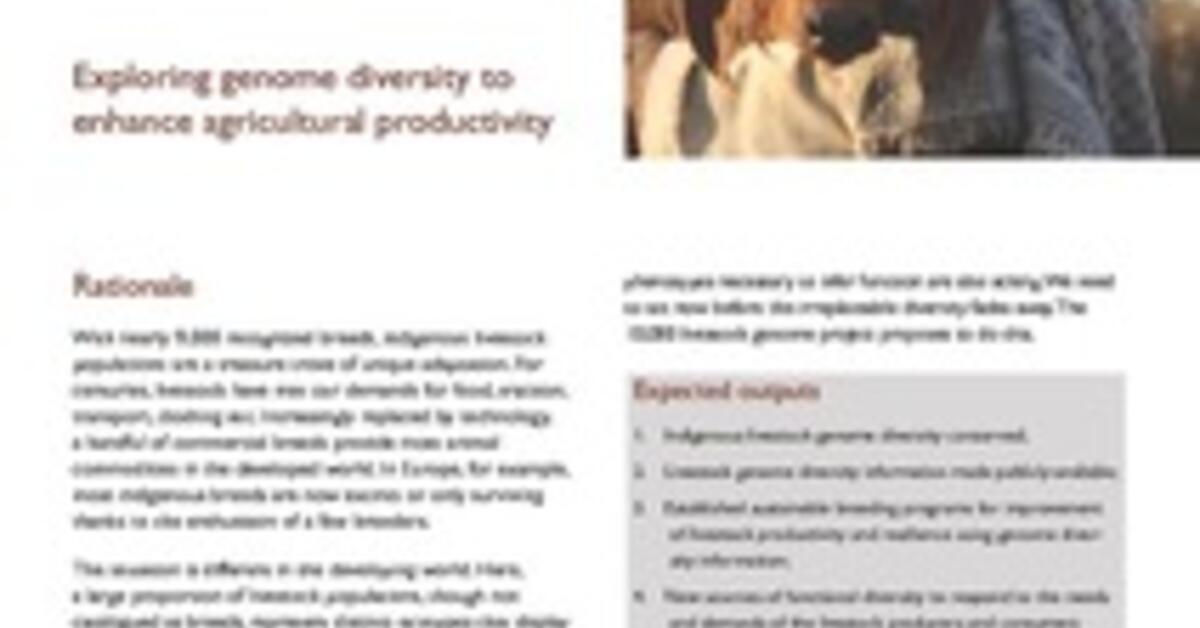 The 10,000 livestock genome project: Exploring genome diversity to ...