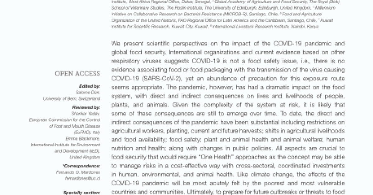 The COVID-19 pandemic and global food security