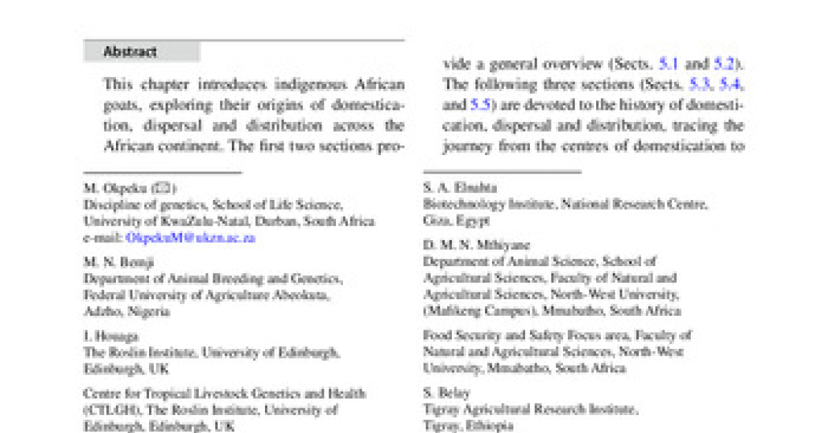 African goat genetic resources, diversity and unique features