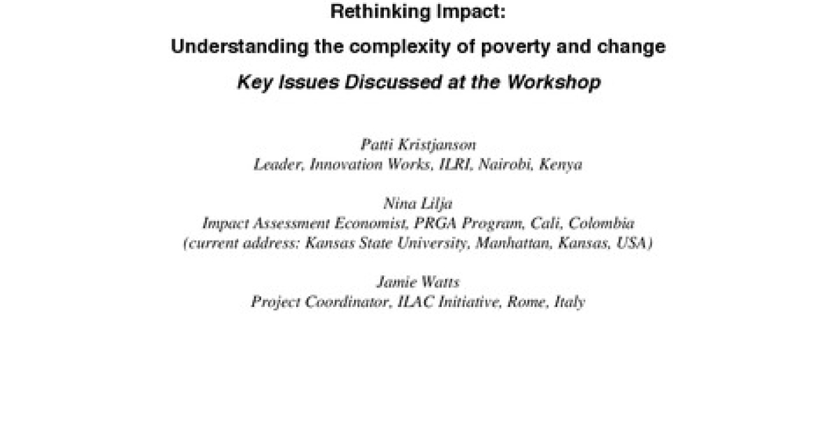 Rethinking impact: understanding the complexity of poverty and change