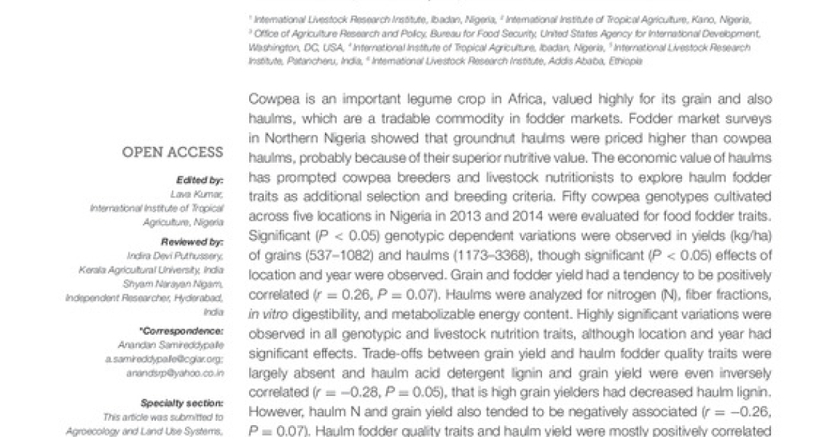 Cowpea and groundnut haulms fodder trading and its lessons for ...